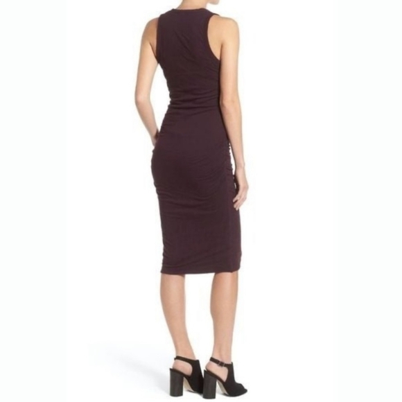 James Perse | Dresses | James Perse Deep Purple Midi Rouched Dress ...